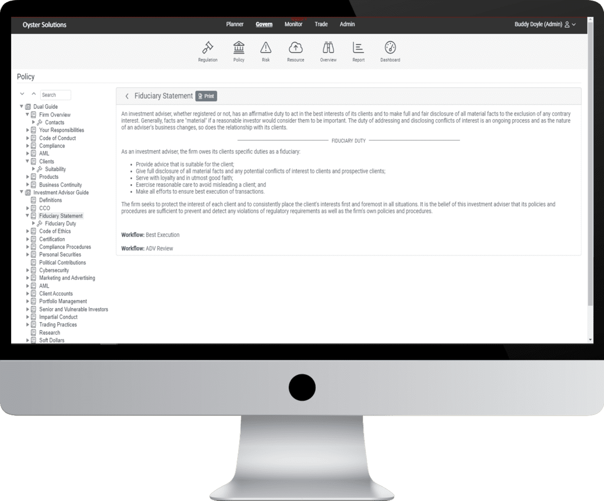 Oyster Solutions Govern Module | Oyster Consulting