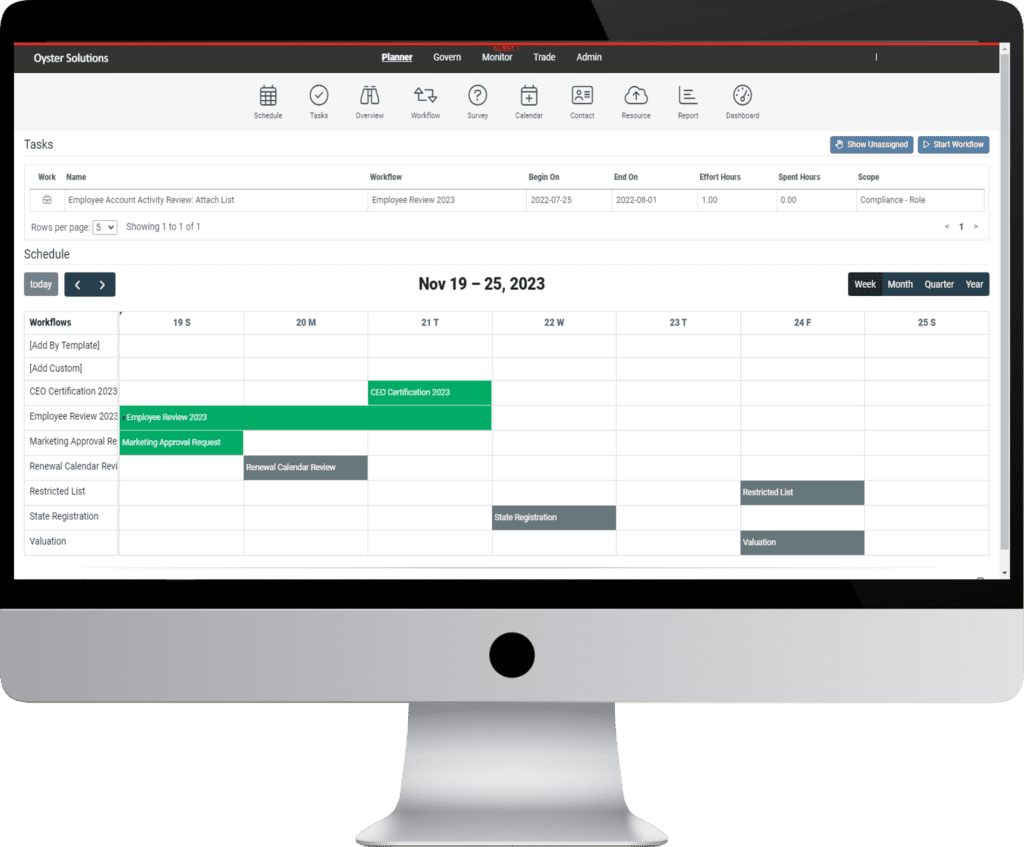 Planner | Oyster Solutions | Compliance Program Software